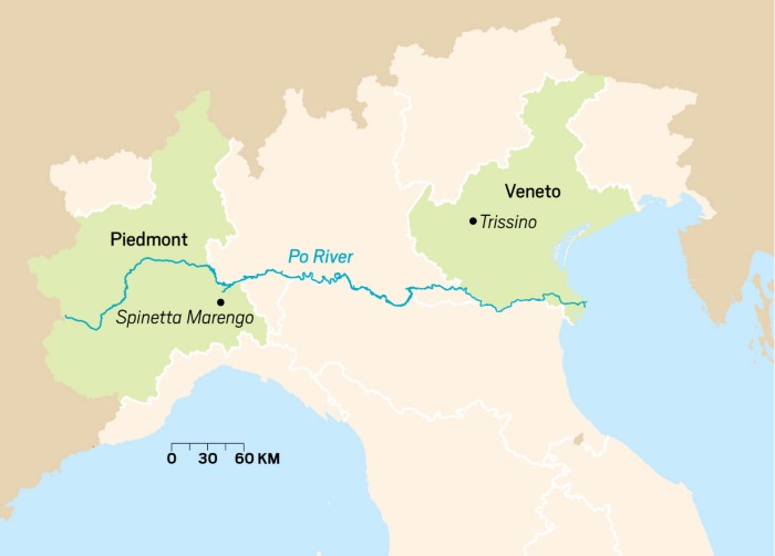 Po River On World Map